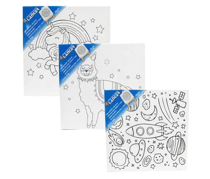 LIENZO PARA PINTAR CON DISEÑOS 30X30CM + 8 PINTURAS Y 1 PINCEL LANCER ...