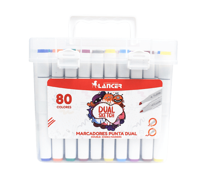 Marcadores doble punta Lancer dual sketch x80 colores – Lancer