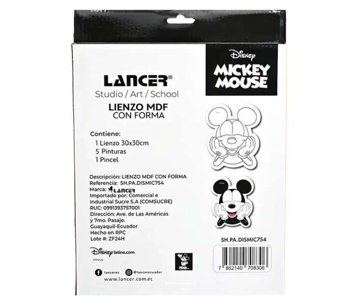 SET DE ARTE DISNEY LANCER MICKEY MDF CON FORMA INCLUYE PINTURA Y PINCEL ...